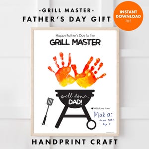 Grill Master Father's Day Handprint Craft Card - Kids Gift for Dad ...