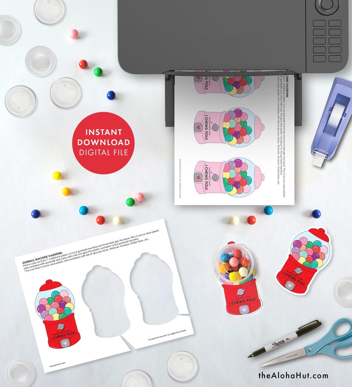 Gumball Machine Valentine - Valentine's Day Card Gift Craft DIY School ...