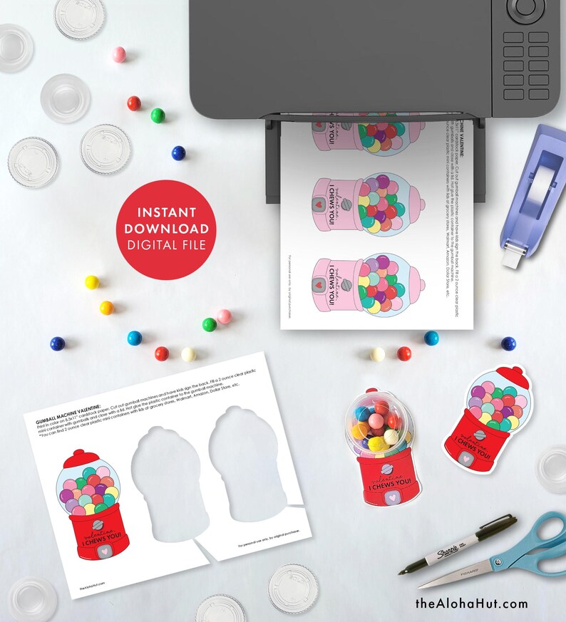 Gumball Machine Valentine - Valentine's Day Card Gift Craft DIY School ...