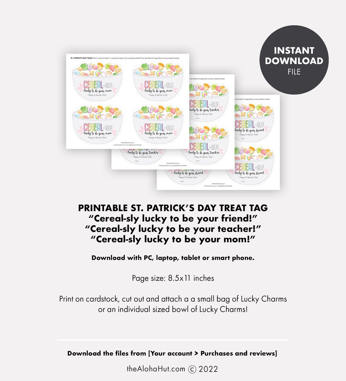 St. Patrick's Day Gift Tag - Cereal-sly Lucky to Be Your Friend Teacher ...