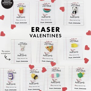Funny Eraser Valentine - Valentine's Day Card Gift Craft DIY School ...