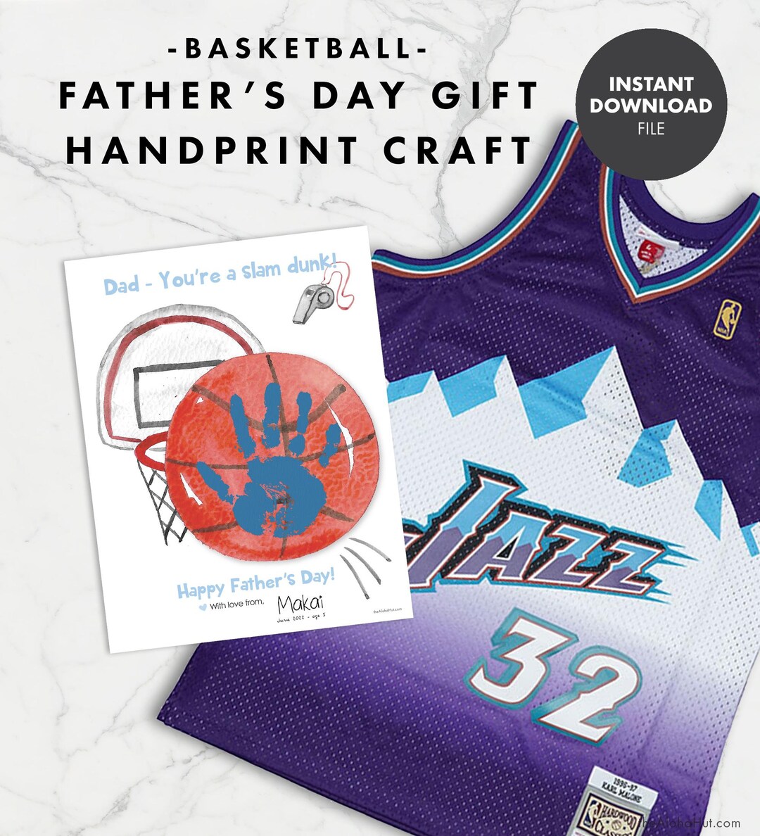 BASKETBALL Father's Day Handprint Craft Card - Kids Gift for Dad Sports ...