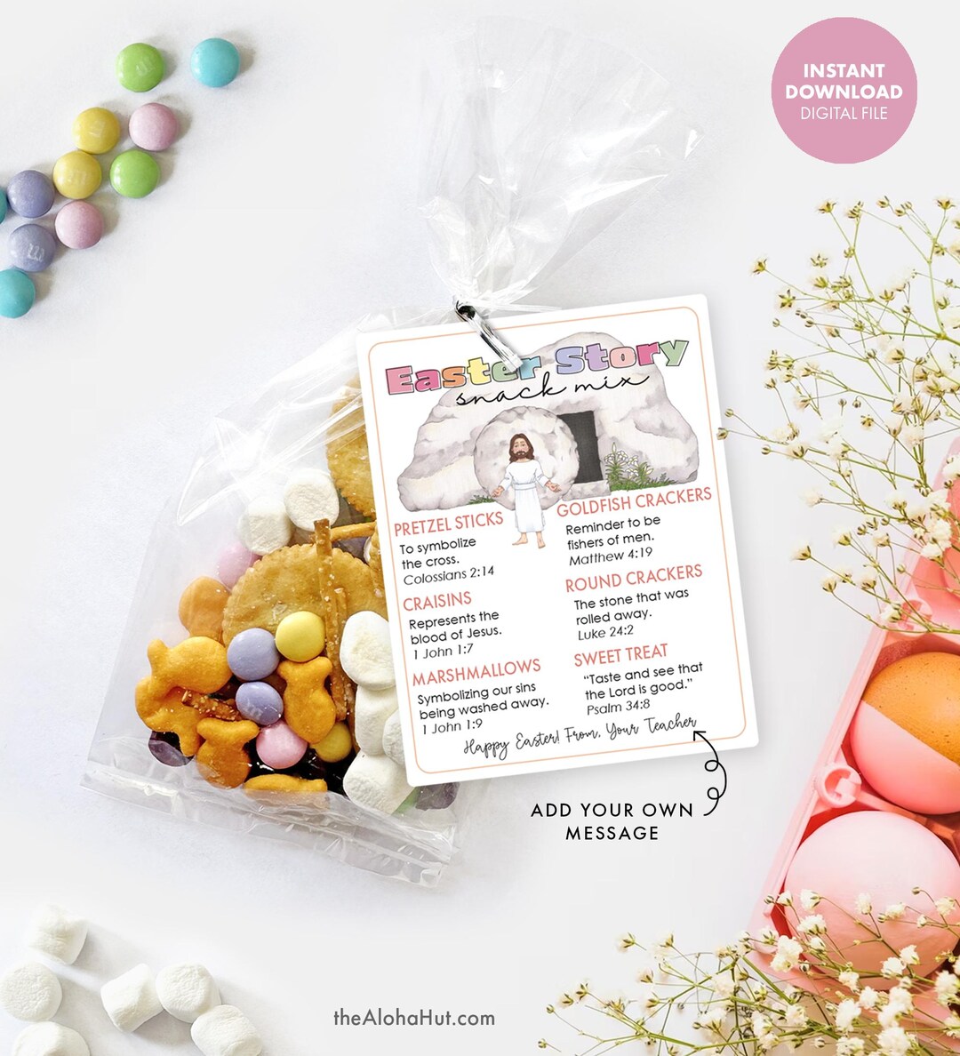 Easter Story Trail Mix Poem Gift Tag – Church Handout (digital Download ...