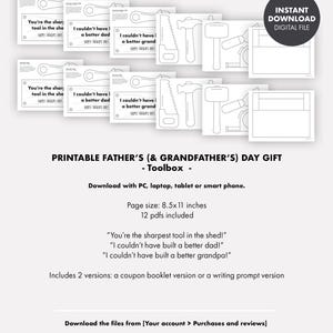 Father's Day Toolbox Card / Coloring Page Activity Kids Craft Gift for ...