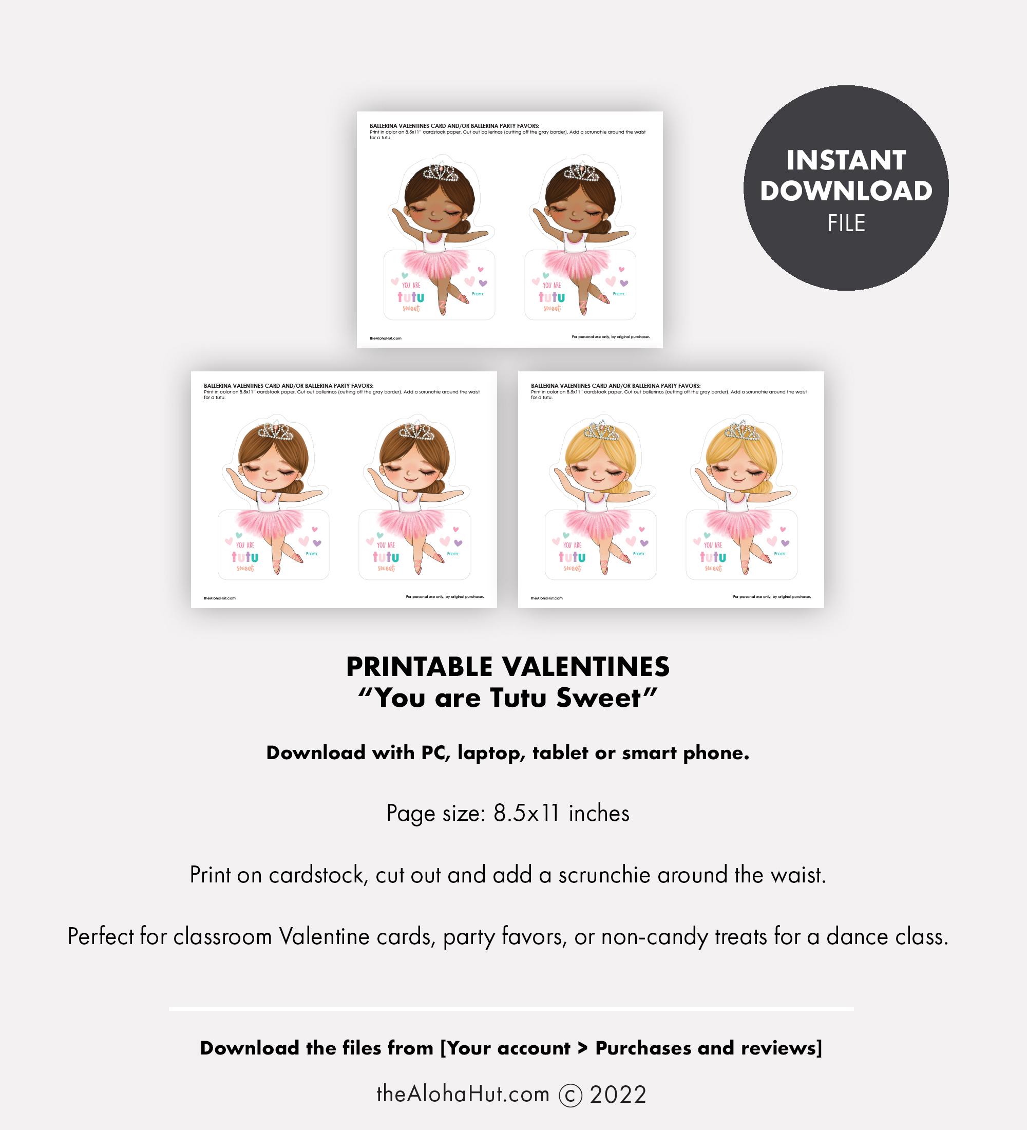 Dance Ballerina Valentine - Valentine's Day Card Gift Craft DIY School ...
