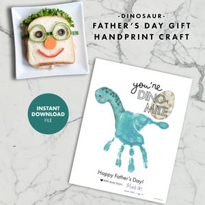 Dinosaur Father's Day Handprint Craft Card - Kids Gift for Dad Dino ...