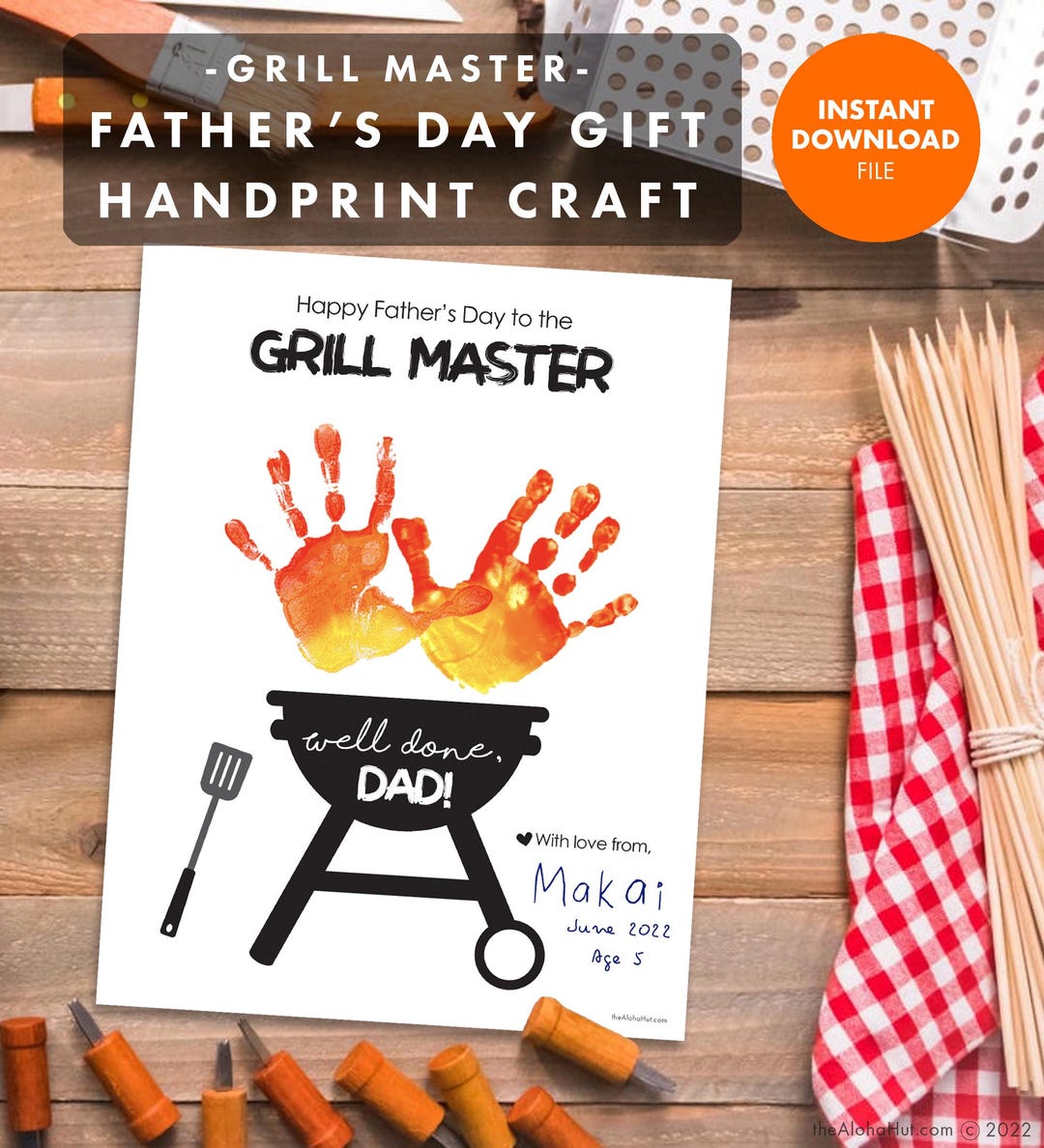 Grill Master Father's Day Handprint Craft Card - Kids Gift for Dad ...