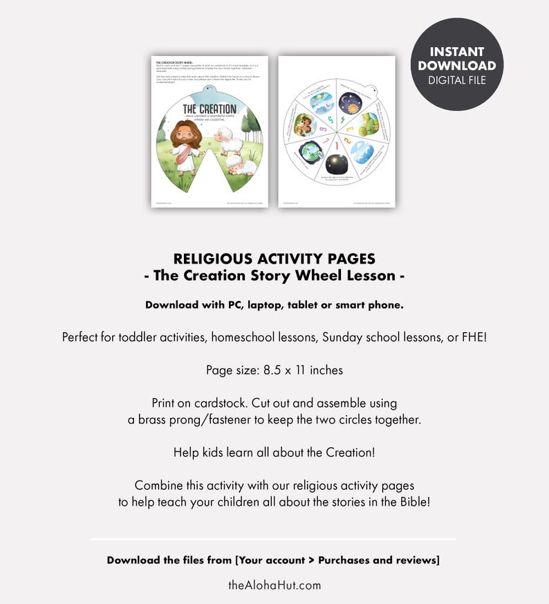 The Creation Story Wheel Kids Activity Lesson Bible Story Primary Jesus ...