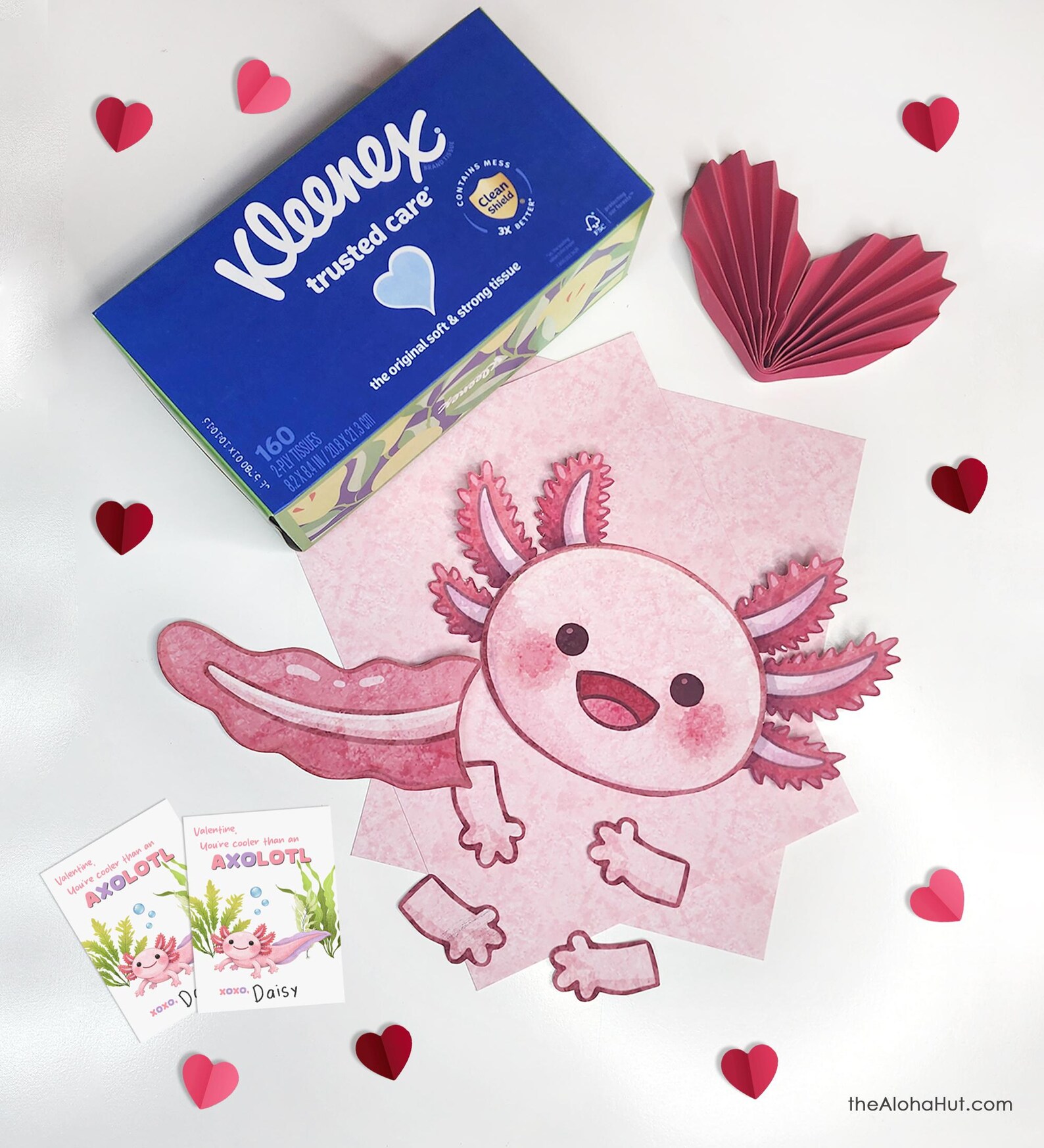 Axolotl Valentines & Box - Valentine's Day Box Valentine Box Gift Craft ...
