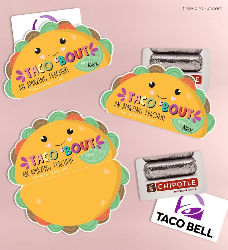 Taco Thank You Tags Gift Card Holder Teacher Appreciation Week Mexican ...