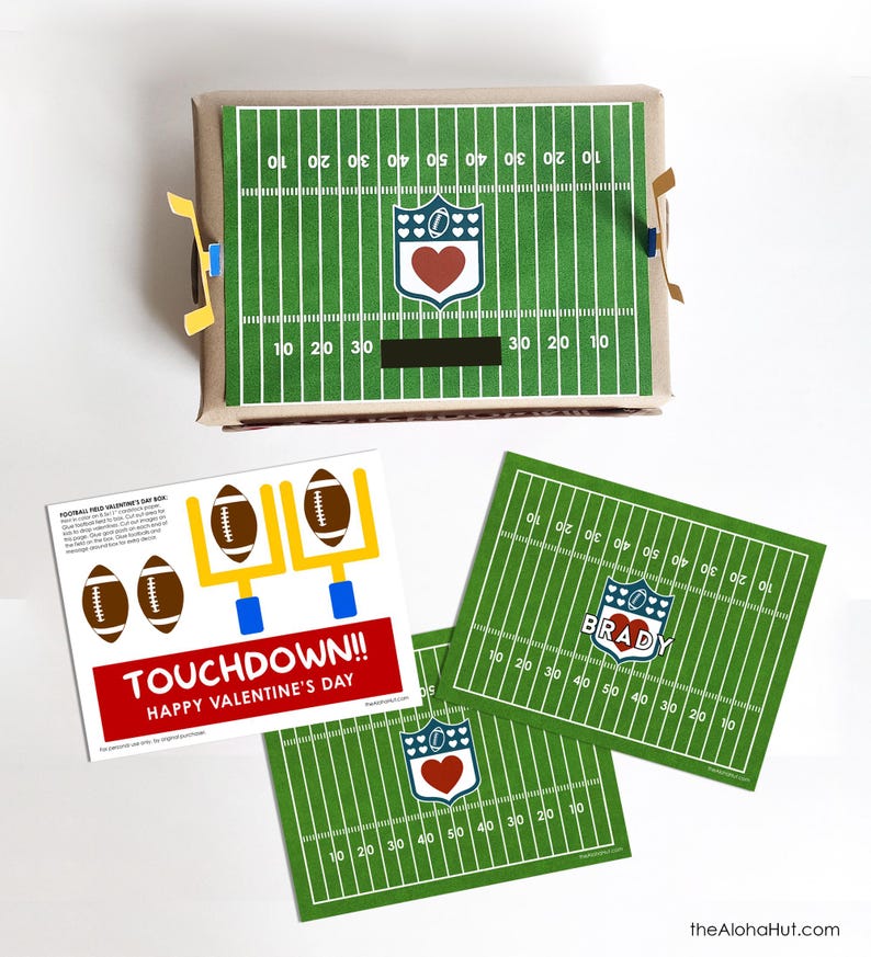 FOOTBALL FIELD Valentine's Day Box - Printable Valentine Craft DIY ...