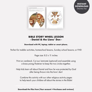 Daniel & the Lion's Den Story Wheel Kids Activity Lesson Bible Story ...