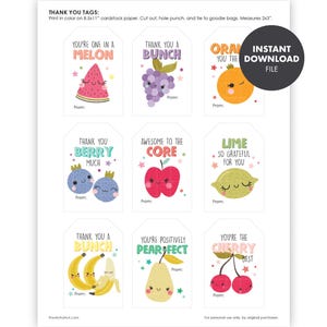 Fruit Thank You Tags - Teacher Appreciation Week Staff Nurse Employee ...