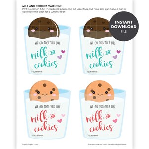 Milk & Cookies Valentine - Valentine's Day Card Gift Craft DIY School ...
