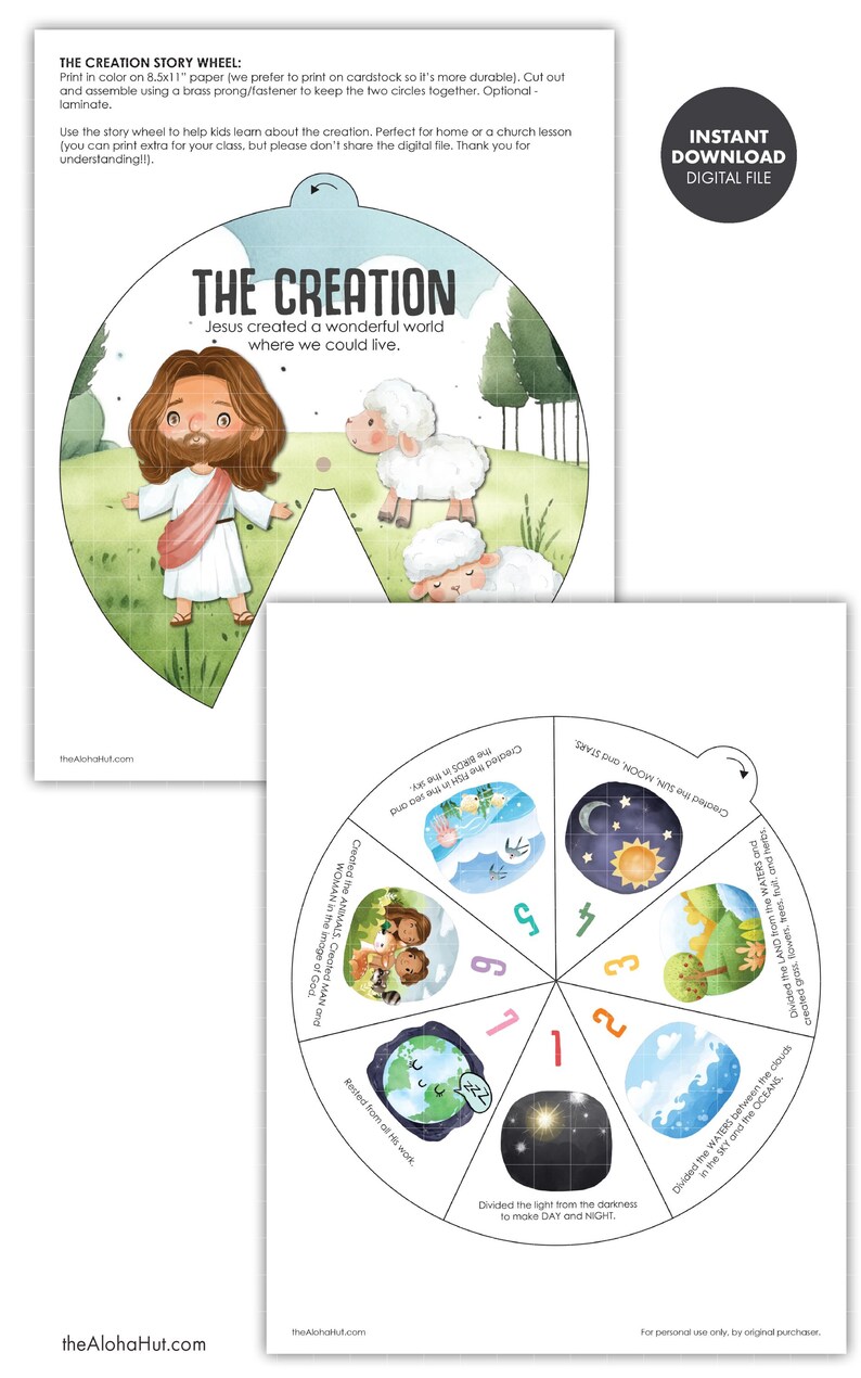 The Creation Story Wheel Kids Activity Lesson Bible Story Primary Jesus ...