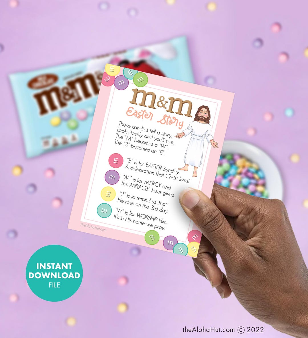M&M Easter Story Poem Gift Tag - Printable Handout (digital Download ...