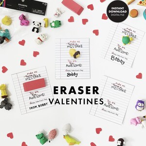 Funny Eraser Valentine Valentine's Day Card Gift Craft DIY School ...