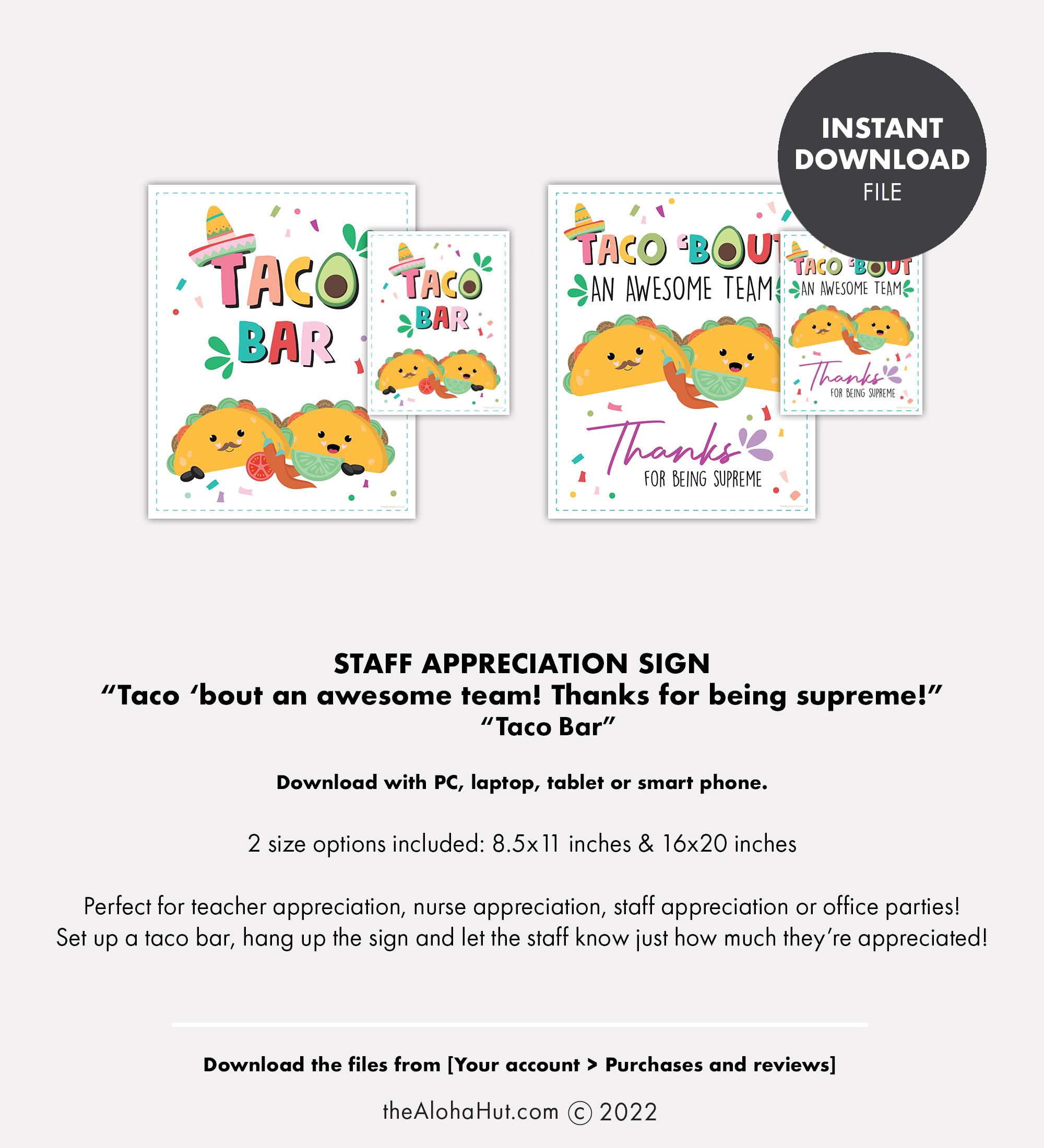 Taco Bar Teacher Appreciation Week - Staff Nurse Employee Thank You ...