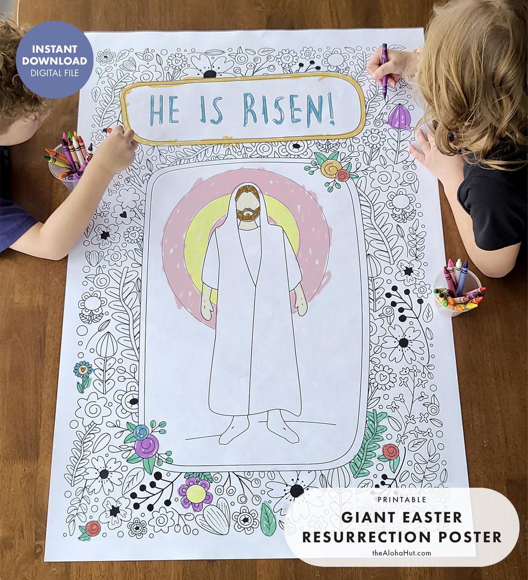 Giant Resurrection Easter Coloring Poster Object Lesson for Kids Sunday ...