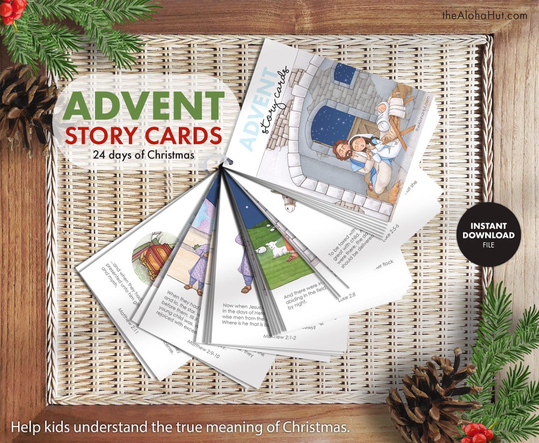 Christmas Nativity Advent Story Cards Jesus Christ Christian Religious ...