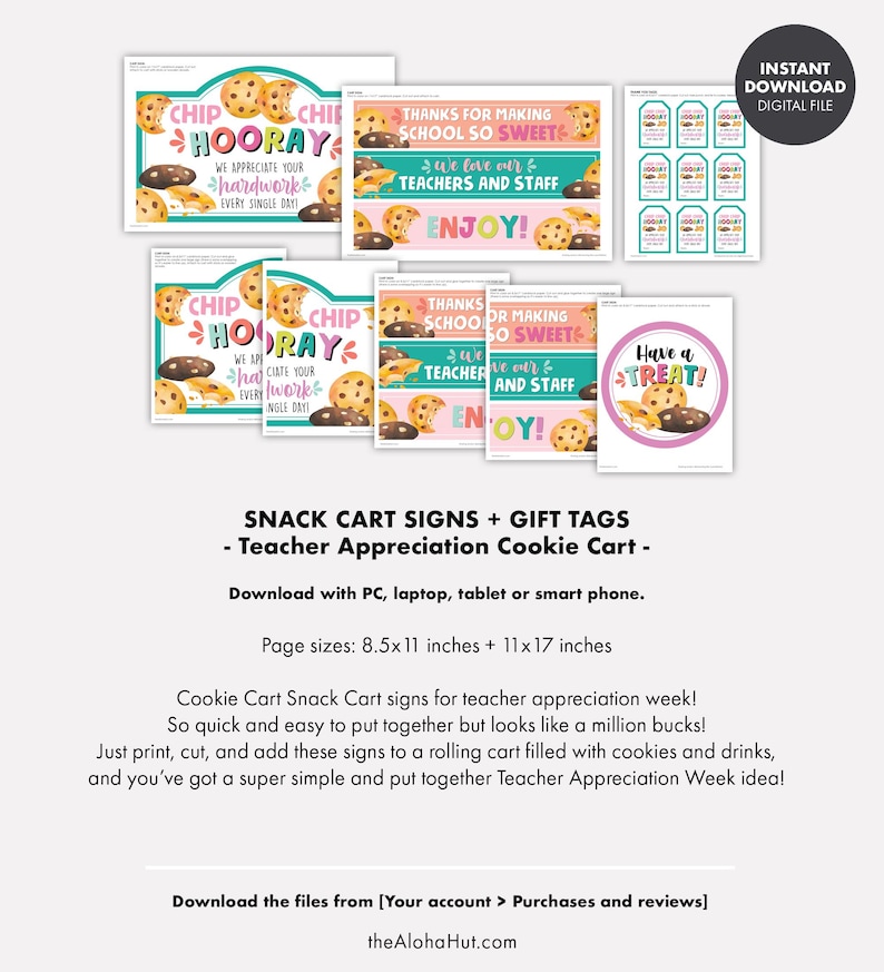 Cookie Snack Cart Sign - Teacher Appreciation Week Idea - Signs & Tags ...