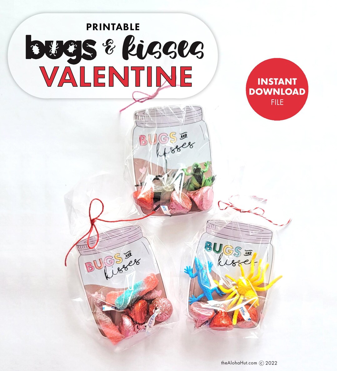 Bugs & Kisses Mason Jar Valentine - Valentine's Day Card Gift Craft DIY ...