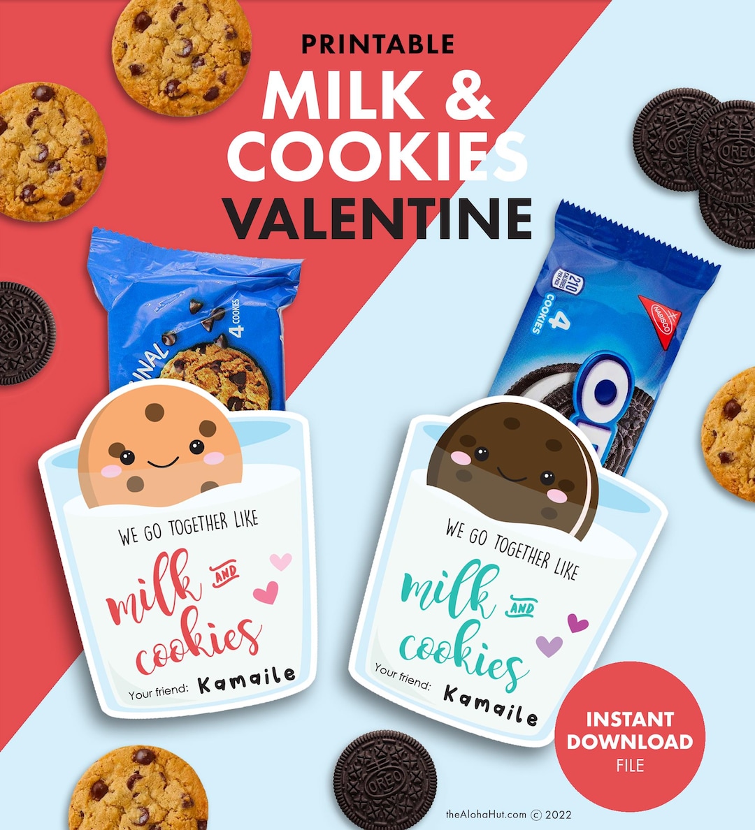Milk & Cookies Valentine - Valentine's Day Card Gift Craft DIY School ...