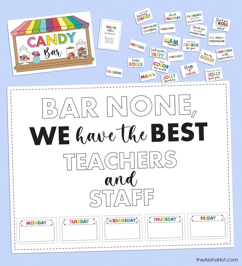 Candy Bar Buffet Teacher Appreciation Week Idea - Signs & Food Labels ...