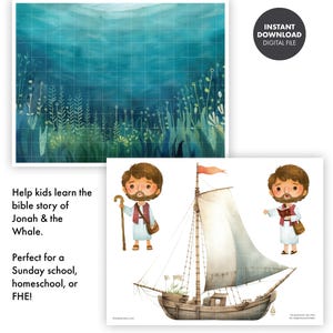 Jonah & the Whale Puppets Scenes Kids Activity Lesson Bible Story ...