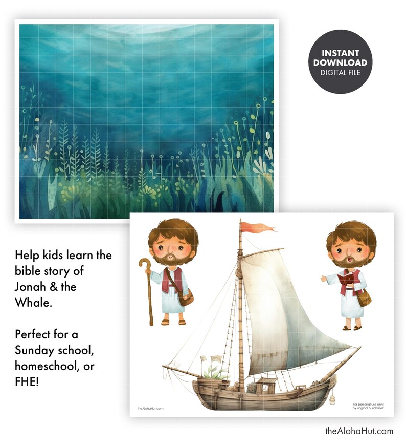 Jonah & the Whale Puppets Scenes Kids Activity Lesson Bible Story ...
