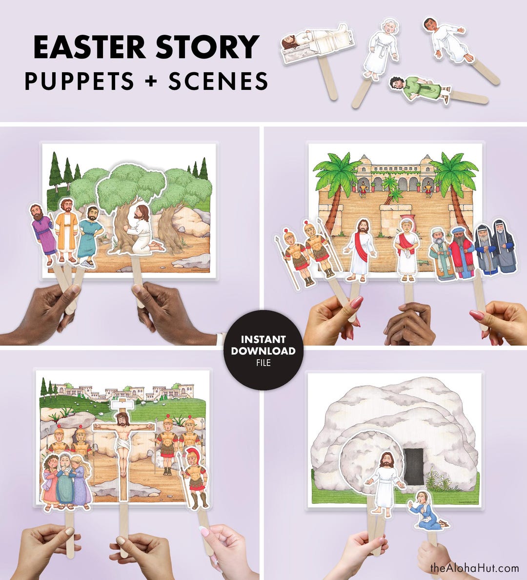 Easter Story Puppets and Scenes Object Lesson Resurrection Toddler ...