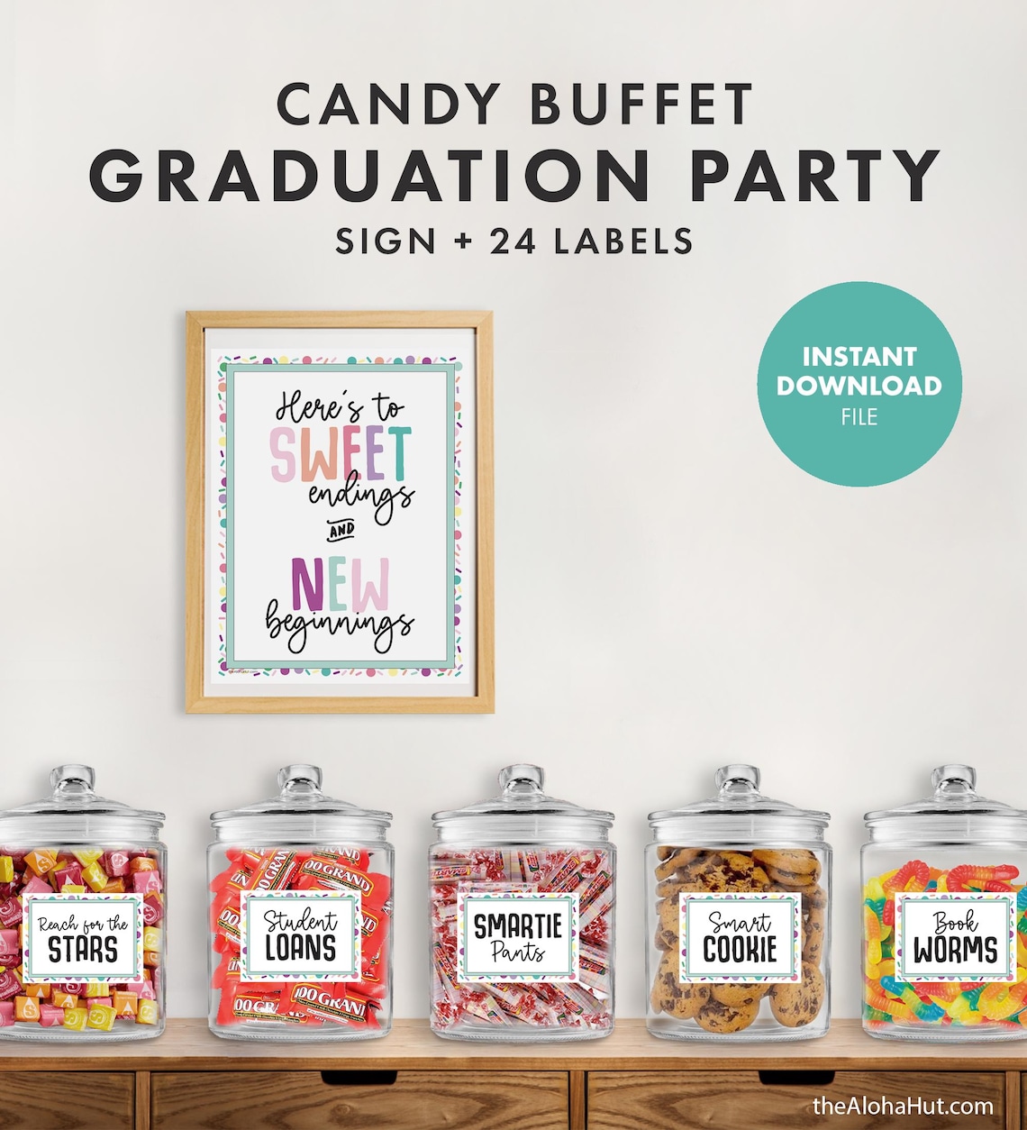 Graduation Candy Buffet - Sign & Food Labels High School College ...