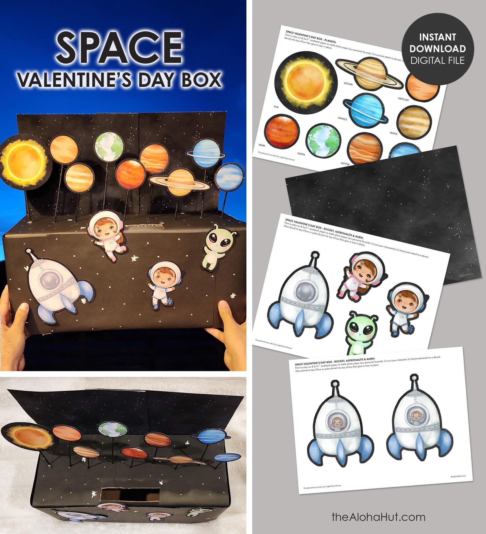 Space Galaxy Solar System Valentine's Day Box - Valentine Gift Craft ...