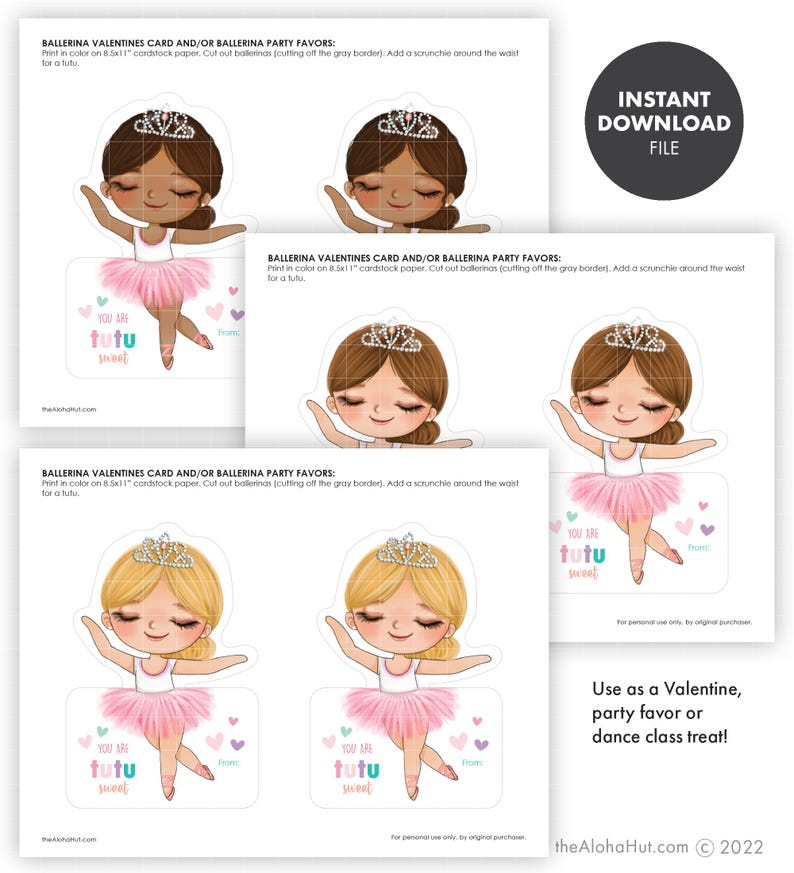 Dance Ballerina Valentine - Valentine's Day Card Gift Craft DIY School ...