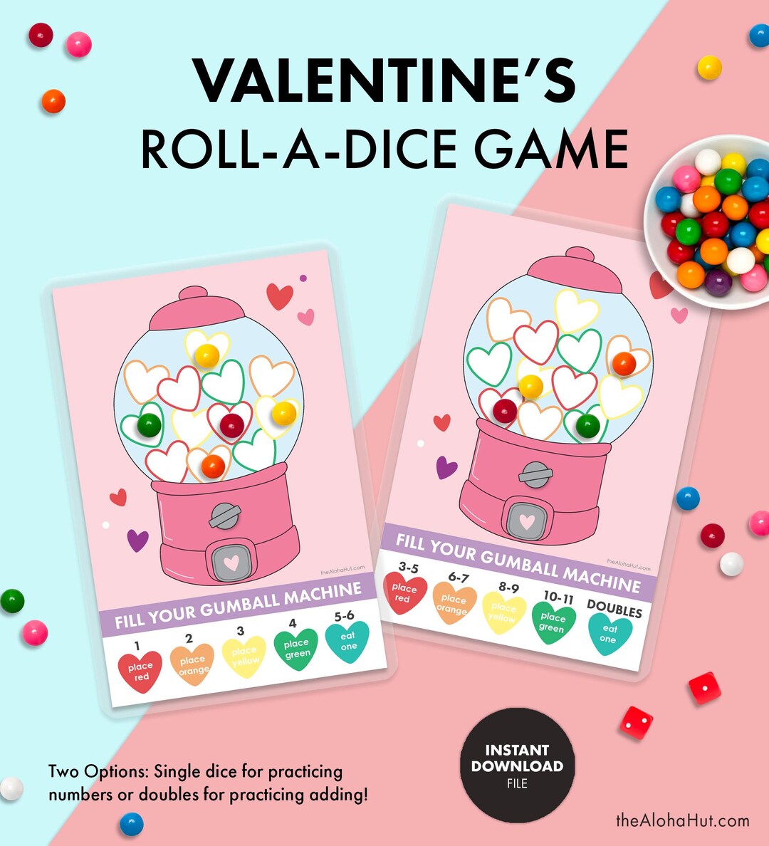 Roll A Dice Valentine's Day Party Game Vday Classroom Party Kids ...