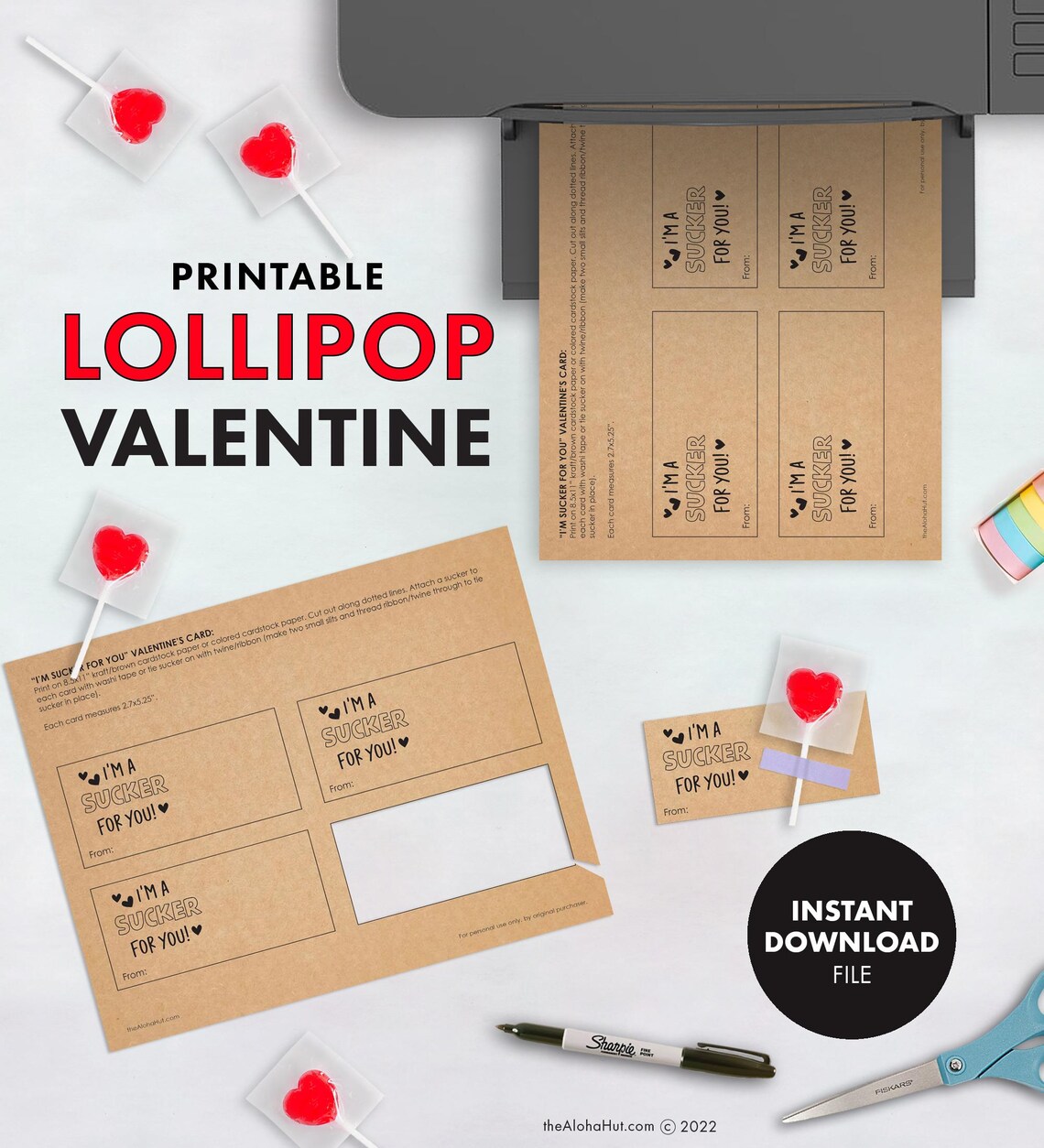 Lollipop Sucker Valentine - Valentine's Day Card Gift DIY School ...