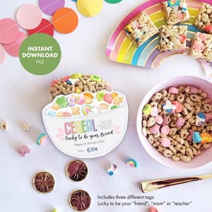 St. Patrick's Day Gift Tag - Cereal-sly Lucky to Be Your Friend Teacher ...
