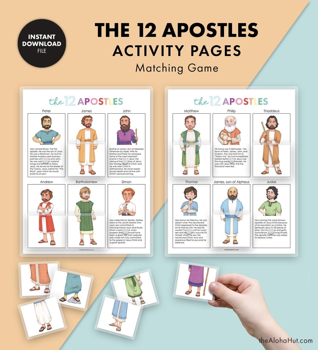 The Twelve Apostles Matching Game Activity Pages Lesson Bible Story ...