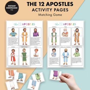 The Twelve Apostles Matching Game Activity Pages Lesson Bible Story ...