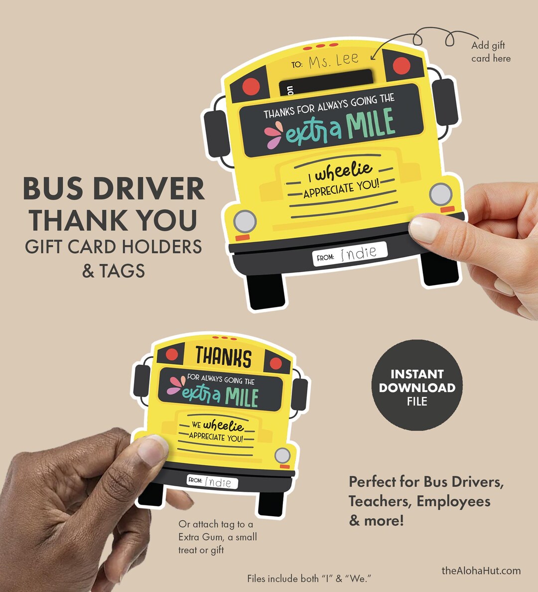 Bus Driver Thank You Tags - Teacher Appreciation Week Staff Nurse ...