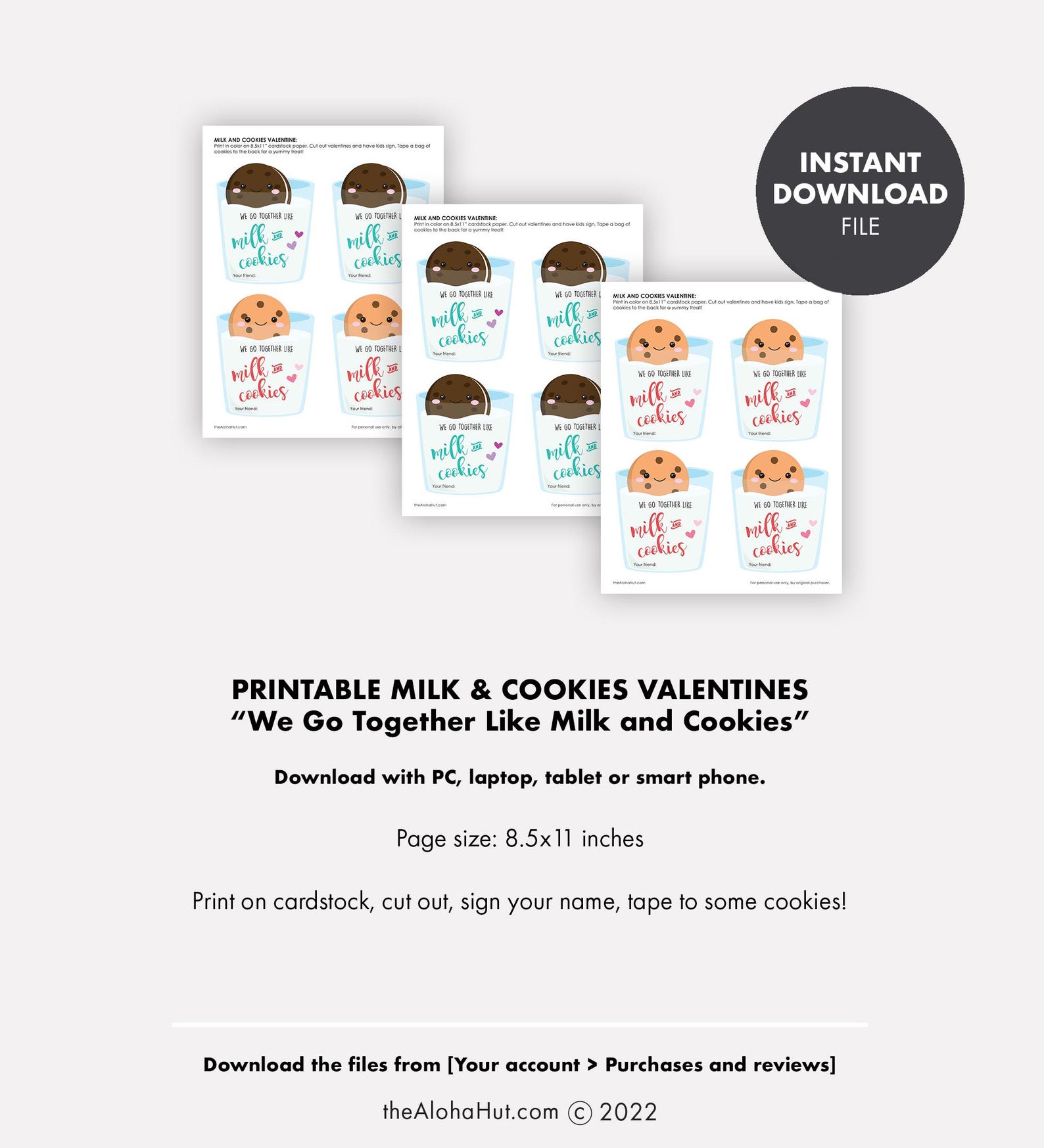 Milk & Cookies Valentine - Valentine's Day Card Gift Craft DIY School ...