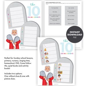 The Ten Commandments Memory Game Activity Pages Lesson Bible Story ...