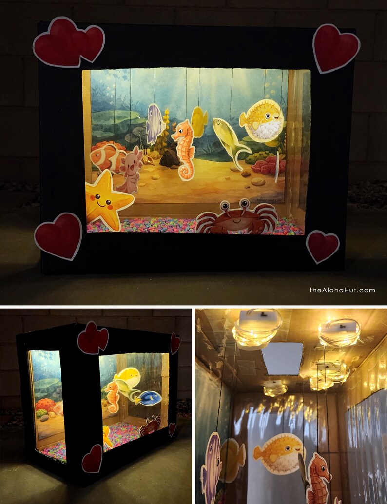 Aquarium Fish Tank Valentine's Day Box - Valentine Box Gift Craft DIY ...