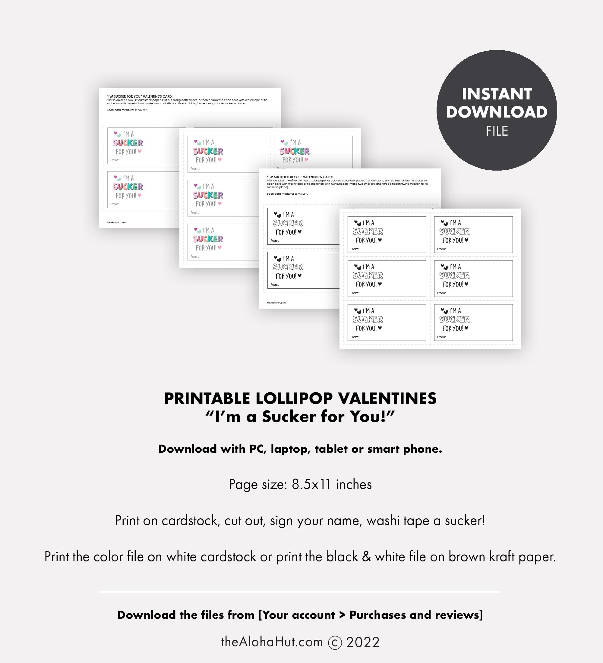 Lollipop Sucker Valentine - Valentine's Day Card Gift DIY School ...