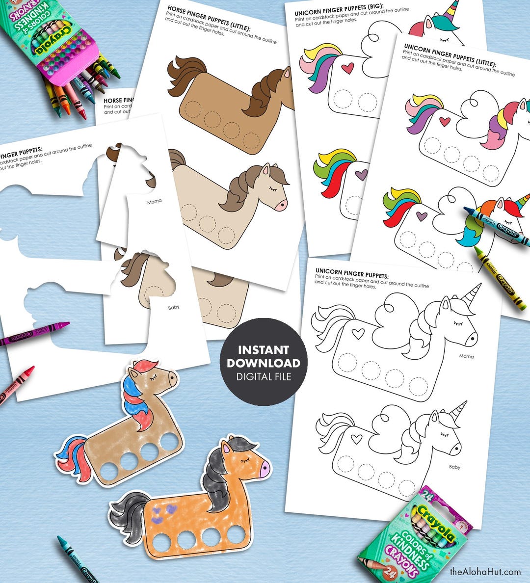 Horse & Unicorn Finger Puppets - Preschool or Toddler Activity ...
