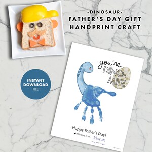 Dinosaur Father's Day Handprint Craft Card - Kids Gift for Dad Dino ...
