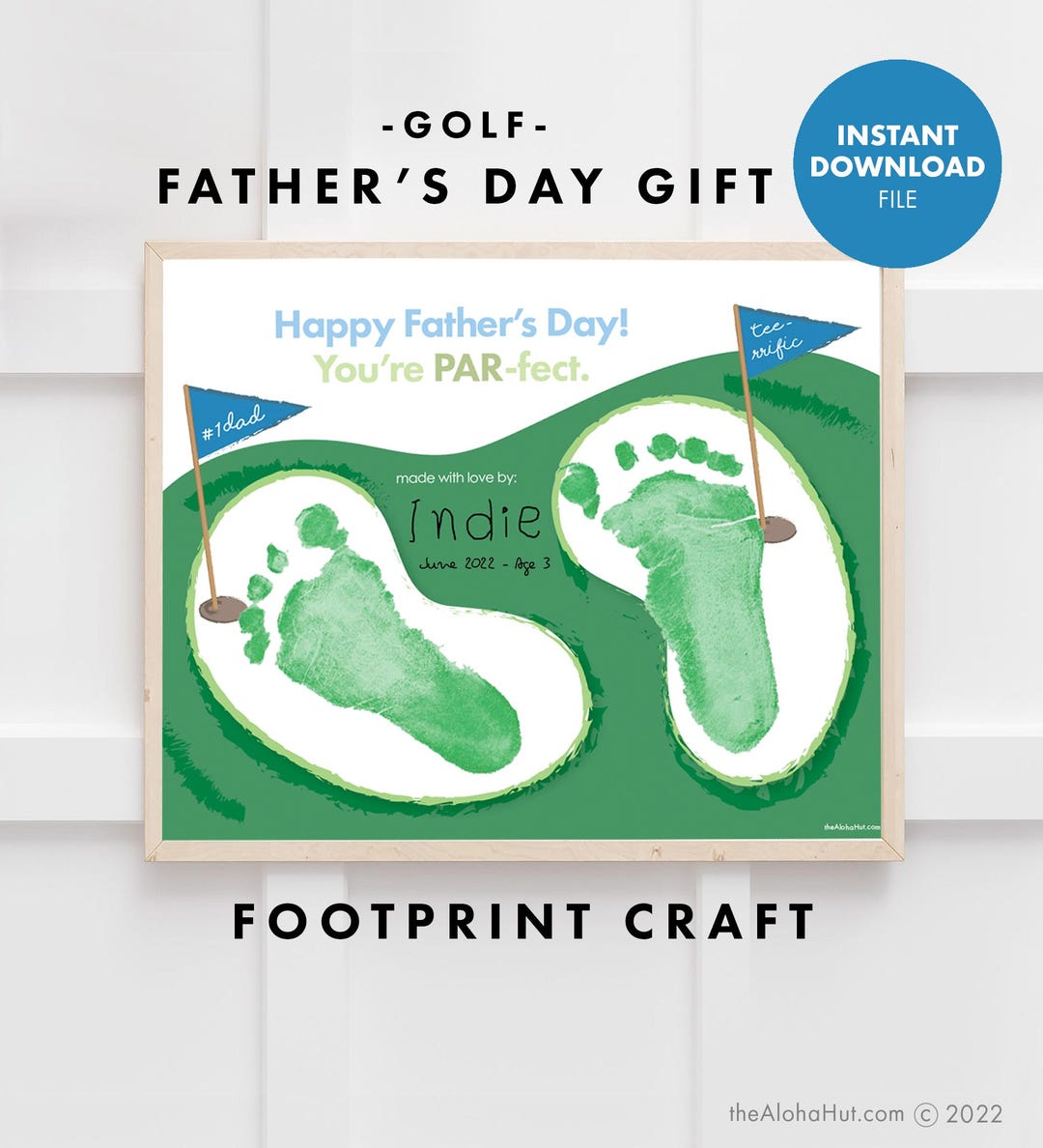 Golf Father's Day Footprint Craft Card - Kids Gift for Dad Golfer ...