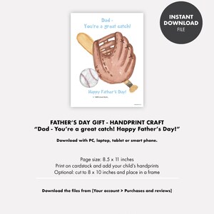 BASEBALL Father's Day Handprint Craft Card - Kids Gift for Dad Sports ...