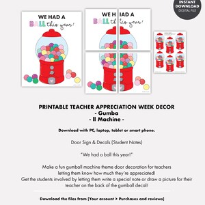 Teacher Door Decor for Teacher Appreciation Week Gumball Machine ...