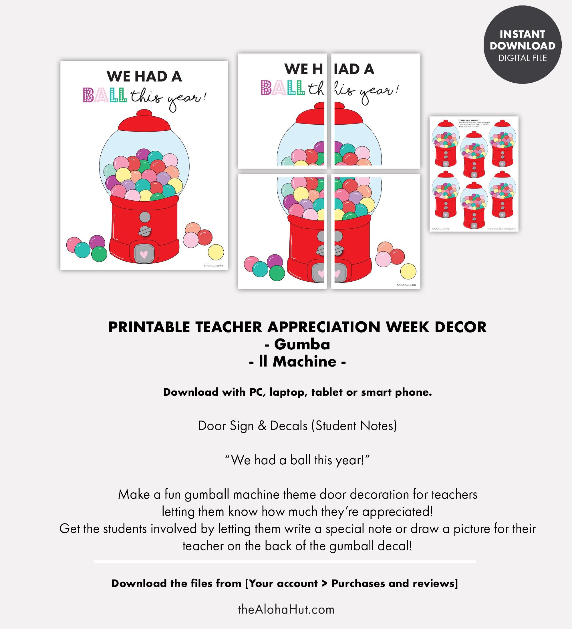 Teacher Door Decor for Teacher Appreciation Week Gumball Machine ...